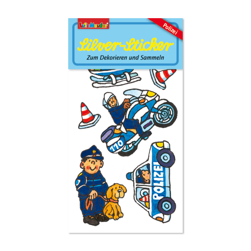 Silverr-Sticker Polizei - Partyzubehör Polizeimitgebsel ...